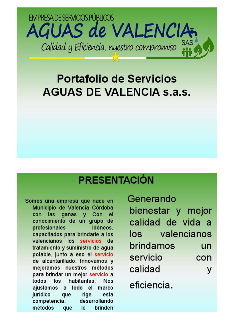 Aguas de Valencia Sas Portafolio | PDF | Sustentabilidad | Alcantarillado
