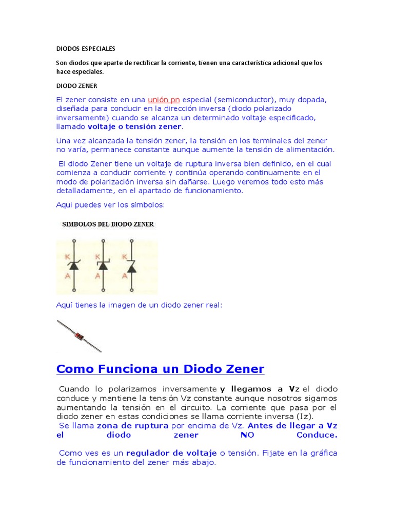 Diodos Especiales | PDF | Diodo emisor de luz | Diodo