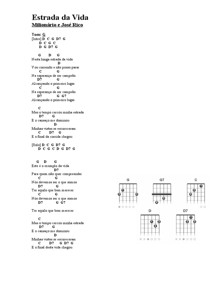 Estrada Da Vida - Cifra | PDF