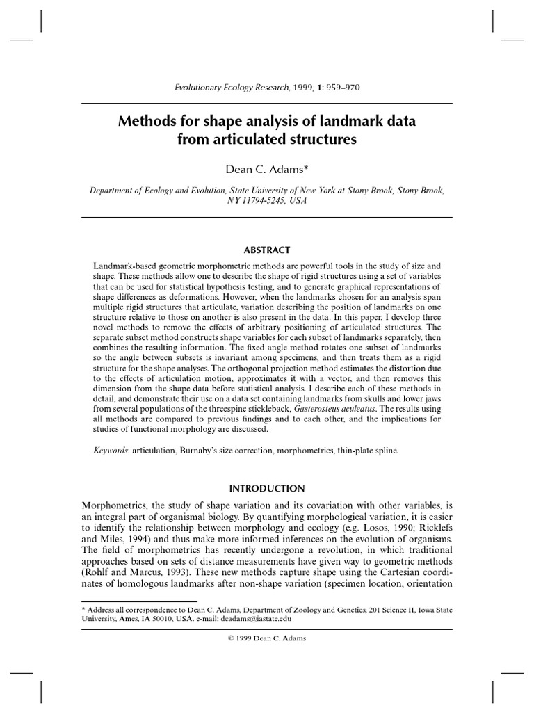 Methods of Shape Analysis of Landmark | PDF | Morphometrics | Shape Methods of Shape Analysis of Landmark | PDF | Morphometrics | Shape