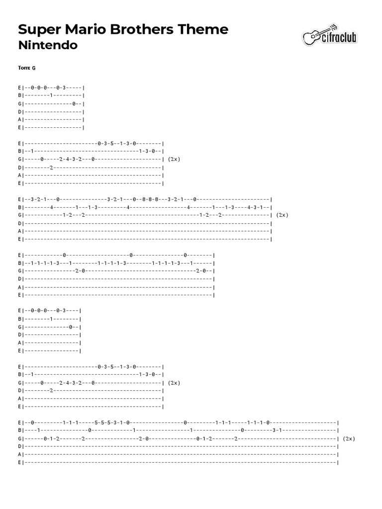Super Mario - Tab | PDF | Nintendo Games | Gaming