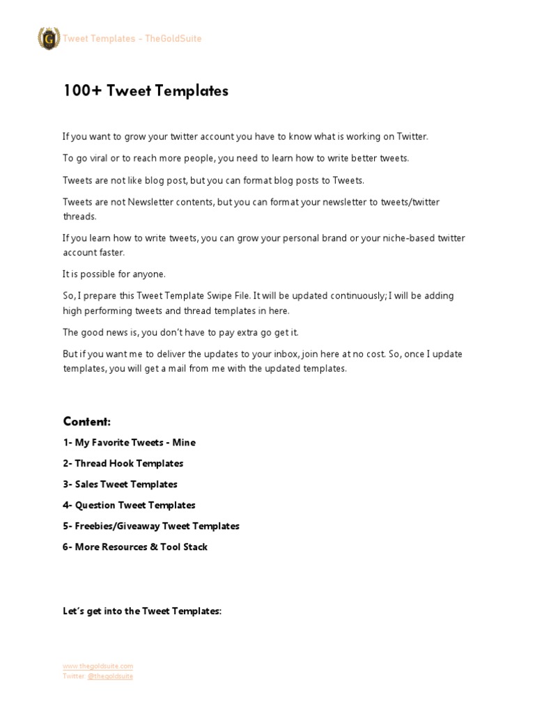 100+ Tweet Templates | PDF | Computing | Communication