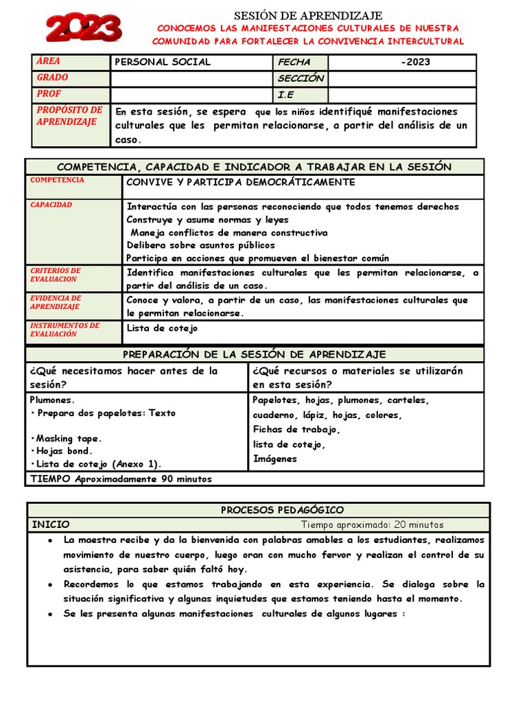6-Sesion de Personal Social | PDF | Aprendizaje | Evaluación 6-Sesion de Personal Social | PDF | Aprendizaje | Evaluación