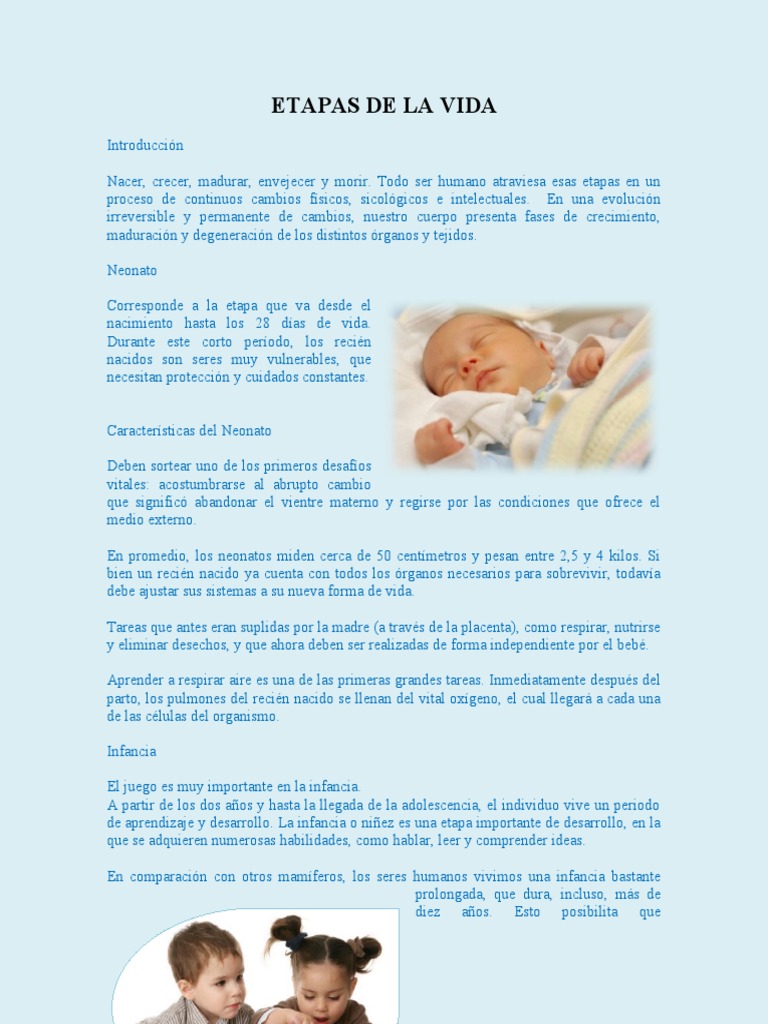 Etapas de La Vida | Descargar gratis PDF | Adultos | Adolescencia