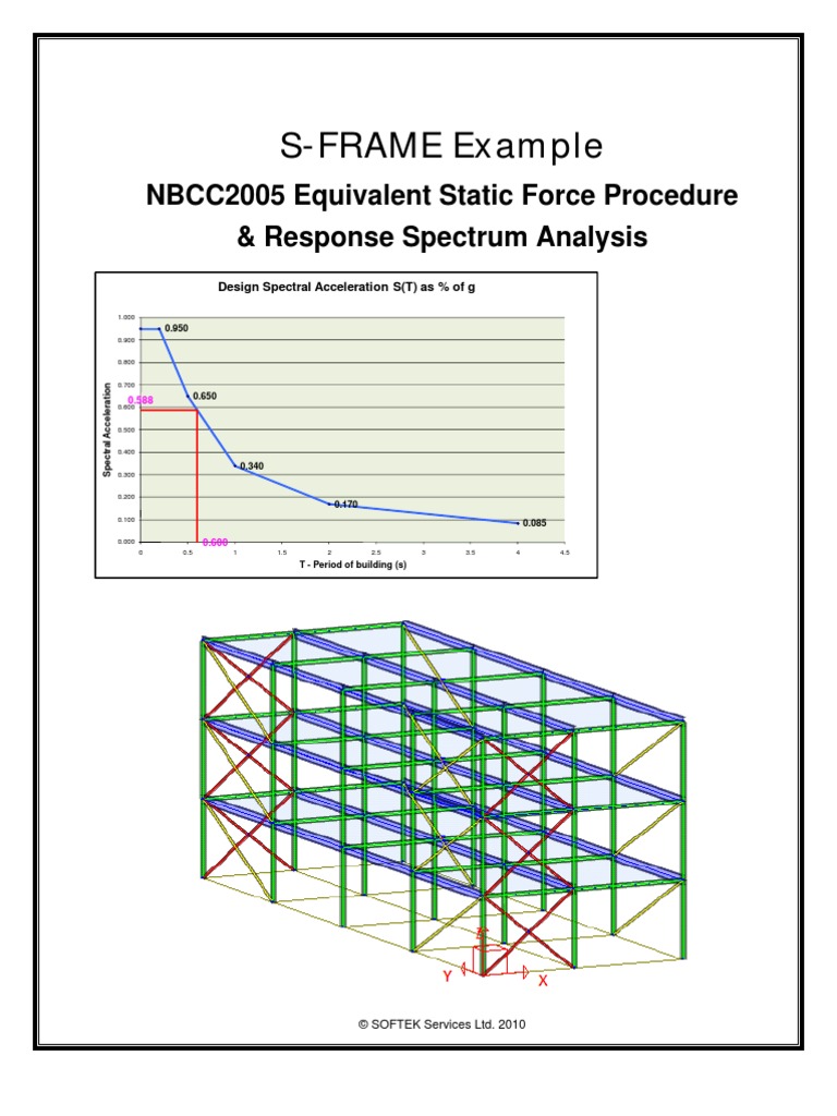 S-FRAME Example: NBCC2005 Equivalent Static Force Procedure & Response Spectrum Analysis | PDF ...