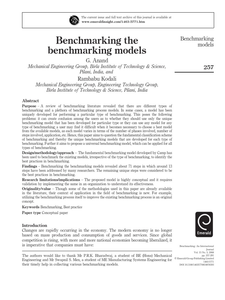 Anand 2008 | PDF | Benchmarking | Conceptual Model