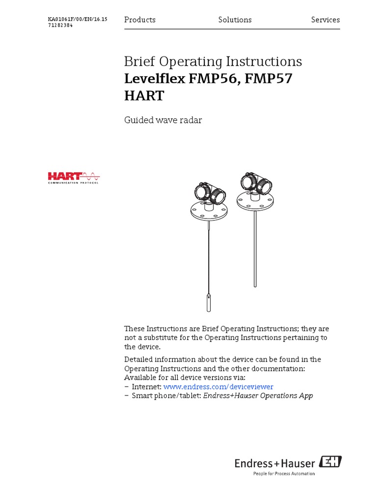 04.01 Guided Wave Radar HART FMP56 FMP57 | PDF | Screw | Safety