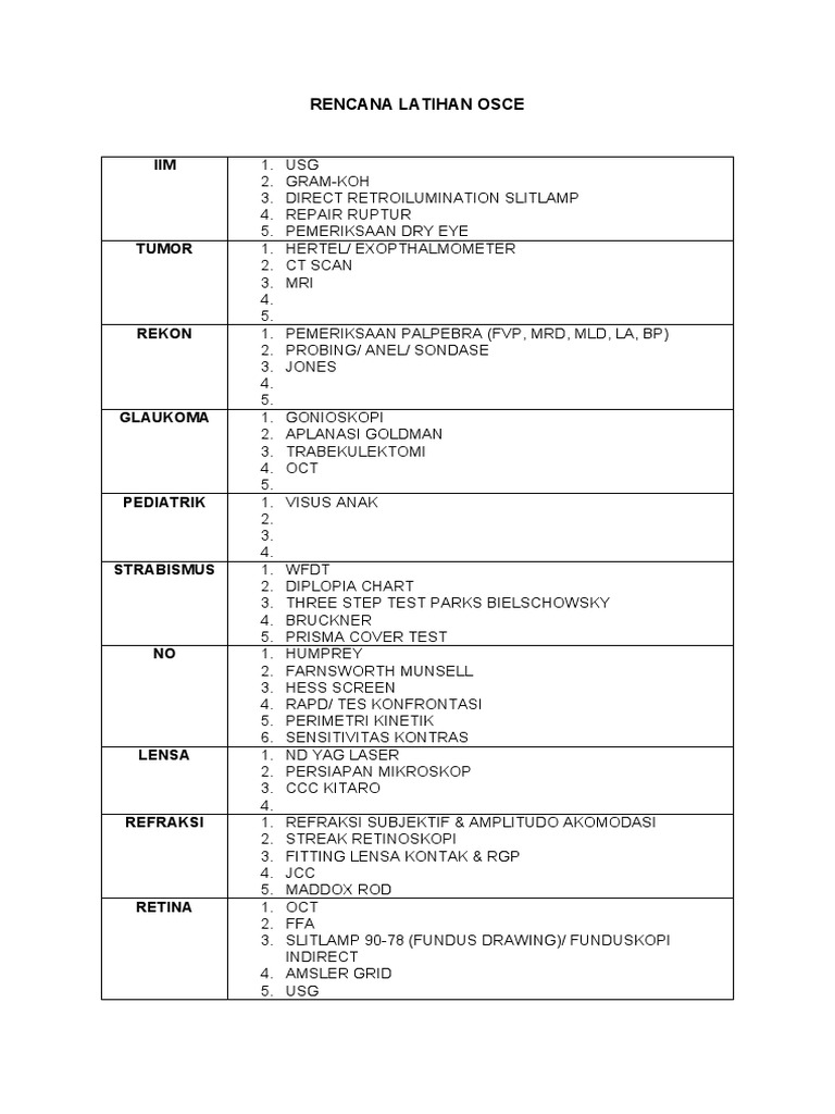 RENCANA LATIHAN OSCE | PDF