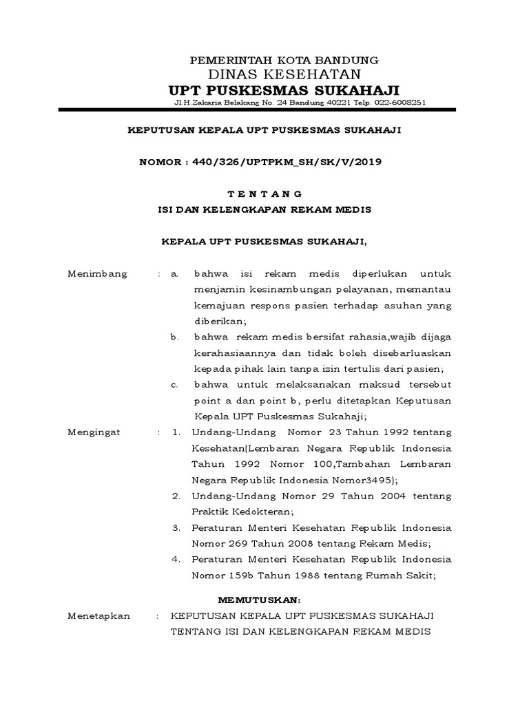 8.4.4.1 SK Isi Rekam Medis | PDF