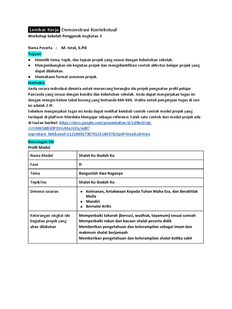 Lembar Kerja 2. Demonstrasi Kontekstual (Sinkronus 2) P5 | PDF | Karier ...