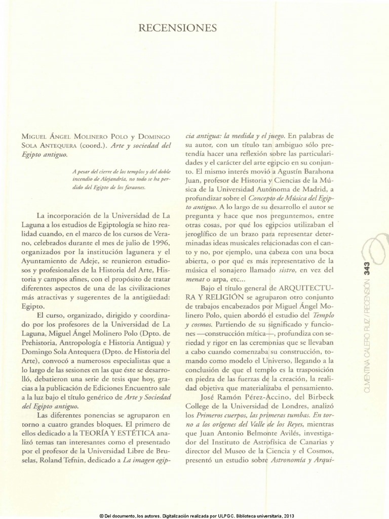 Miguel Ngel Molinero Polo y Domingo Sola Antequera Arte y Sociedad Del Antiguo Egipto | PDF ...