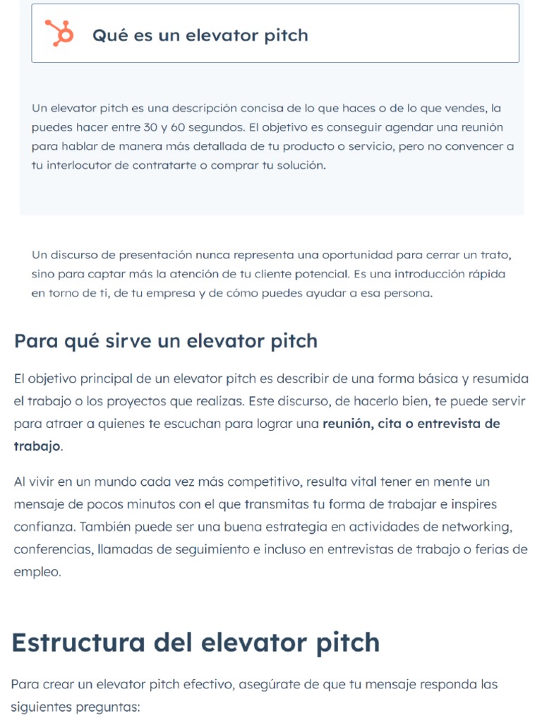 Elevator Pitch | PDF