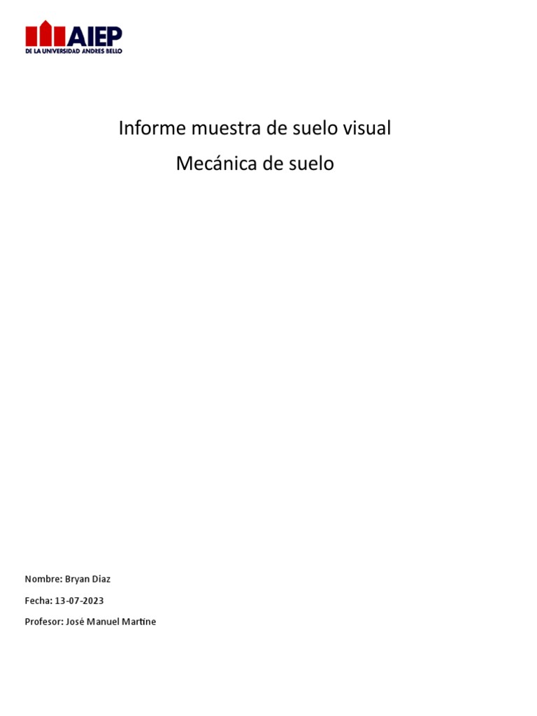 Informe Muestra de Suelo Visual | PDF | Suelo | Color
