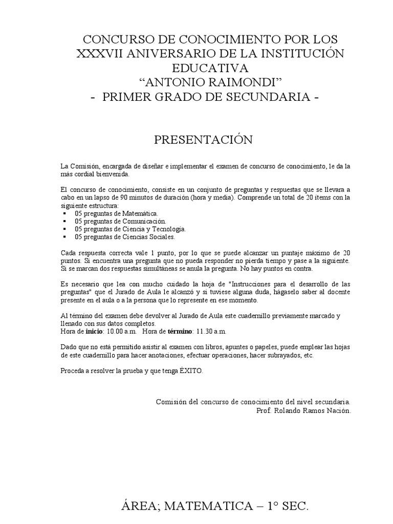 Concurso De Conocimiento 1° 2023 Pdf Ahorro Homo