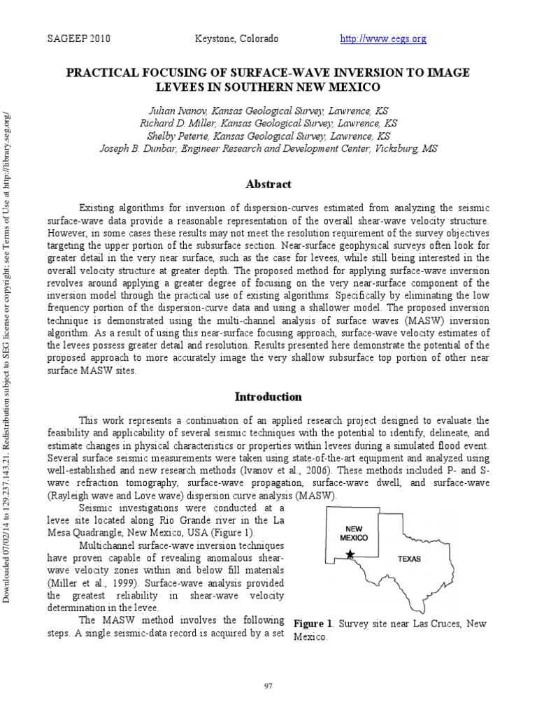 2010 - Practical Focusing of Surface-Wave Inversion To Image Levees in ...