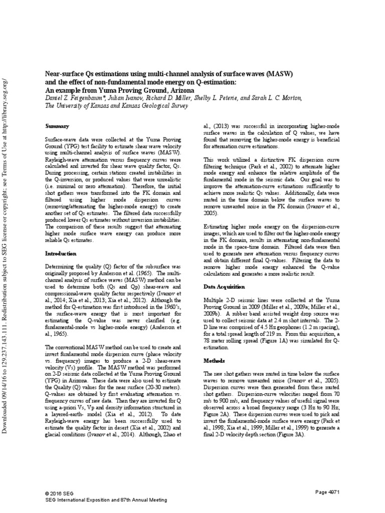2016 - Near-Surface Qs Estimations Using MASW and The Effect of Non ... 2016 - Near-Surface Qs Estimations Using MASW and The Effect of Non ...