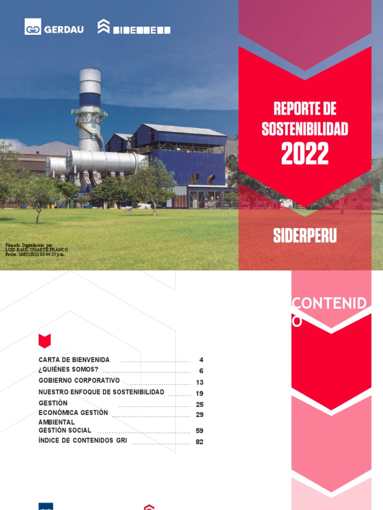 Reporte de Sostenibilidad GRI 2022 - SIDERPERU | PDF | Sustentabilidad ...