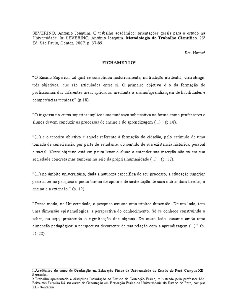 Modelo Fichamento | PDF | Aprendizado | Pedagogia Modelo Fichamento | PDF | Aprendizado | Pedagogia