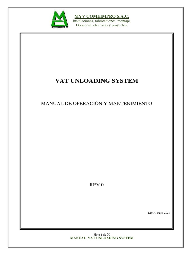 Manual de Operacion y Mantenimiento | PDF | Tornillo | Rodamiento (Mecánico)
