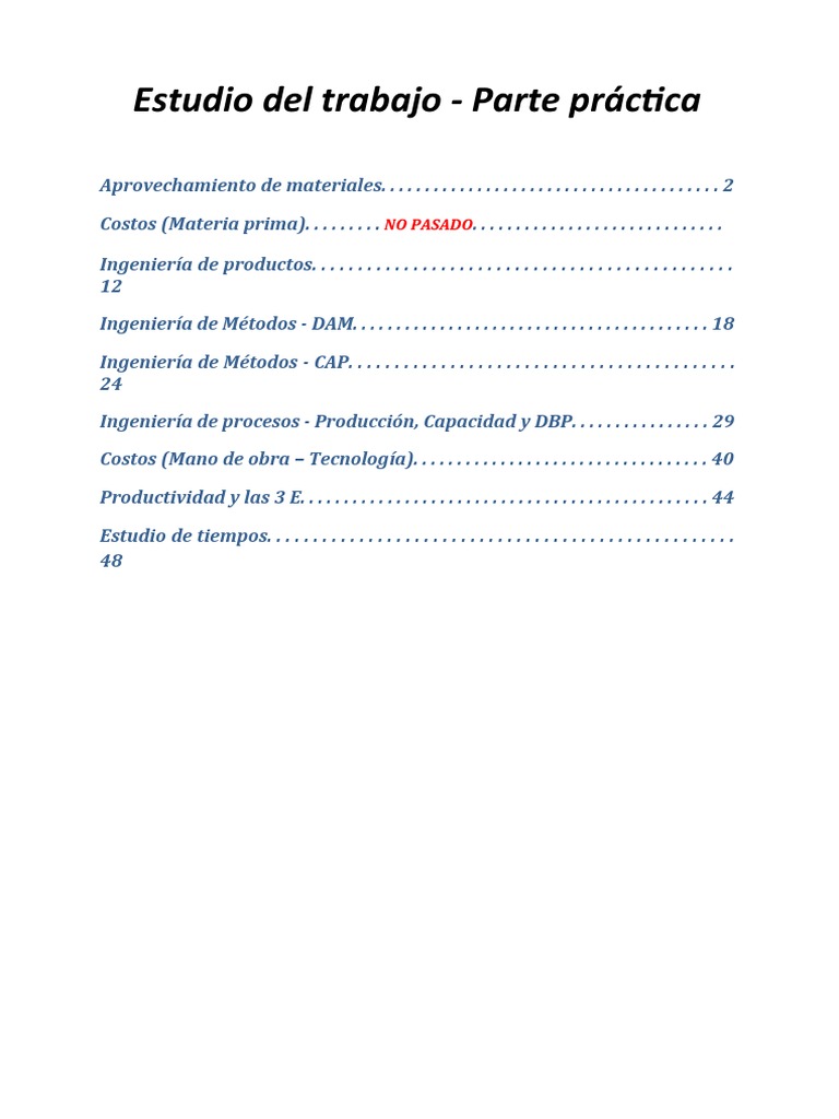 Parte Practica - Estudio Del Trabajo | PDF | Importar | Materia prima
