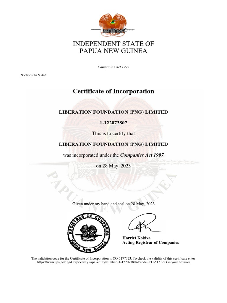 Certificate of Incorporation - PNG | PDF