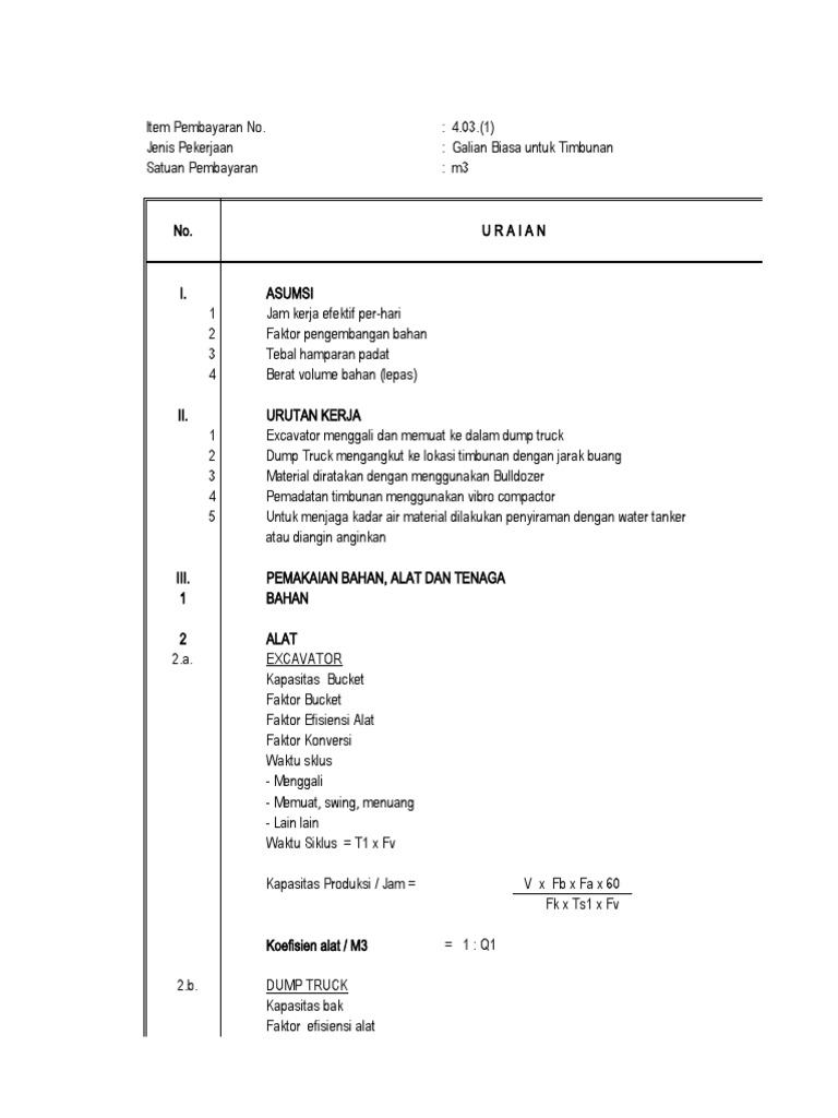 AHSP Cut and Fill | PDF | Teknologi & Rekayasa