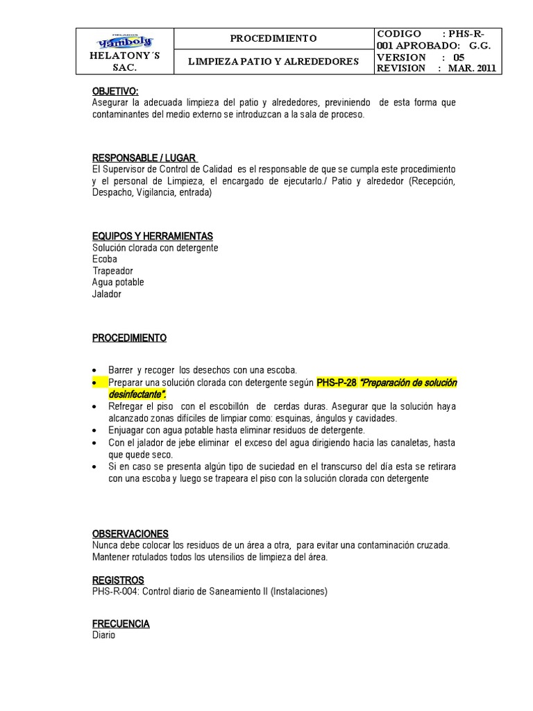 Phs-001-Limpieza de Patios | PDF