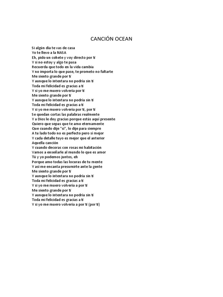 Canción Ocean Pdf