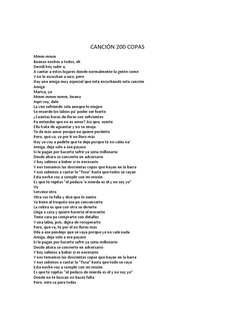 Canción 200 Copas | PDF