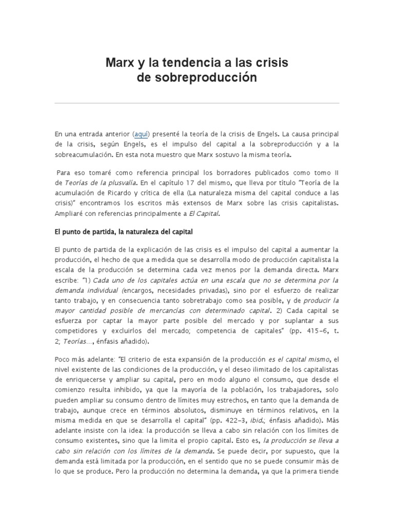 Crisis de sobreproducción en Marx | PDF | Capital (economía ...