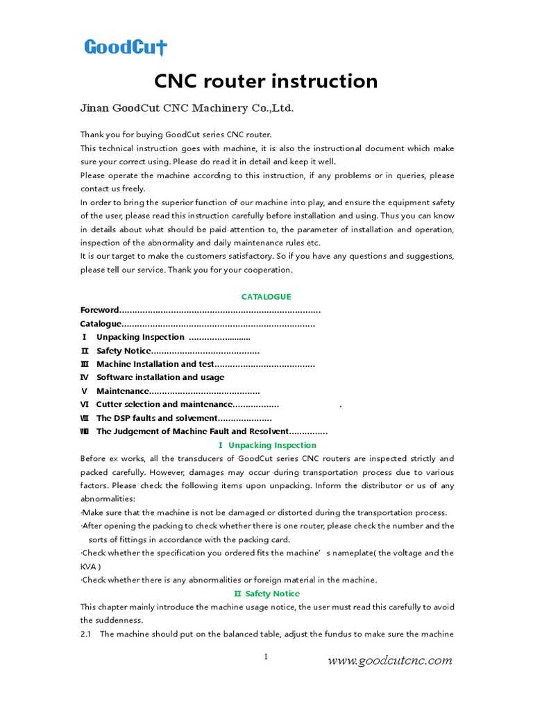 Instruction OF CNC ROUTER | PDF | Electric Motor | Switch