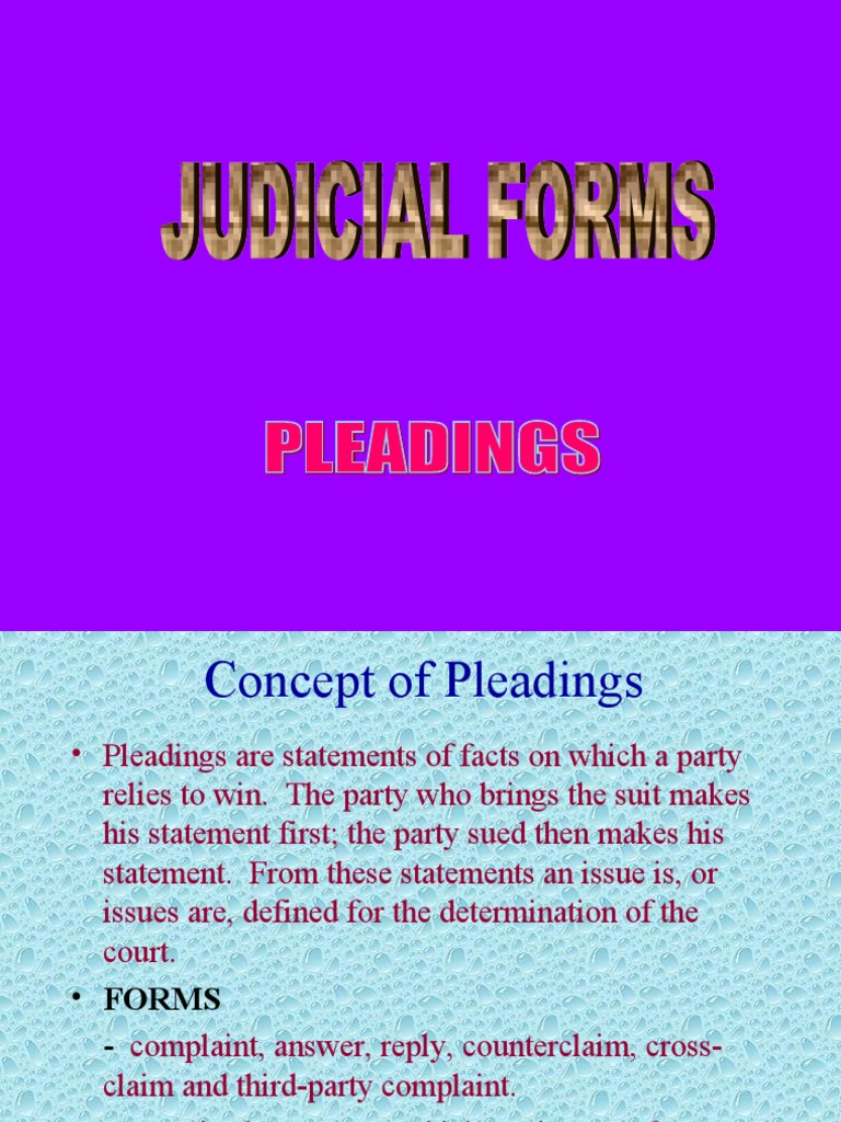 An Introduction to Civil Pleadings: Forms, Requirements, and Defects ...
