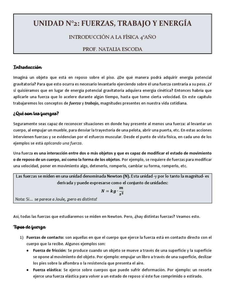 Fuerzas y Energía en Física 4° Año | PDF | Fuerza | Vector Euclidiano