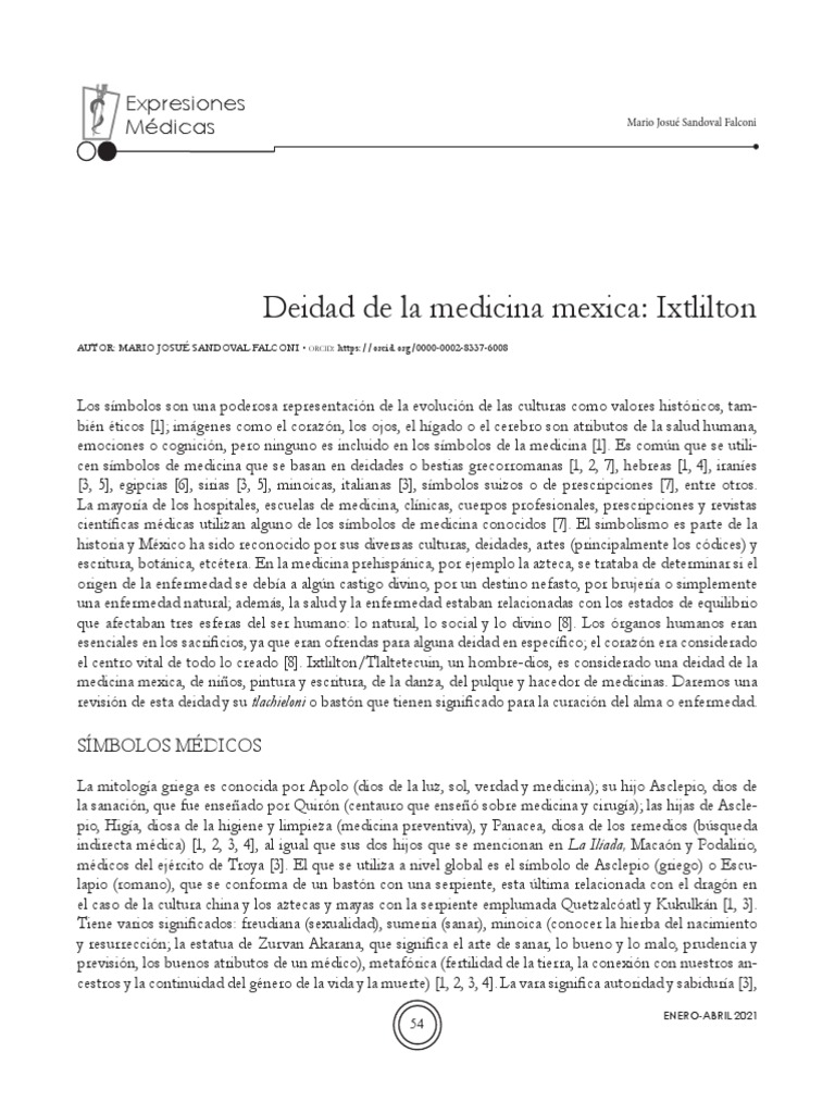 Deidad de La Medicina Mexica Ixtlilton | PDF