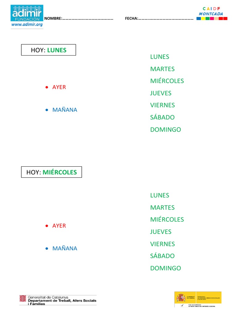 3 Ficha ¿Qué Día Es Hoy 1 | PDF