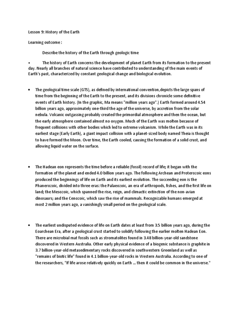 Lesson 9 History of The Earth | PDF | Earth | Geologic Time Scale