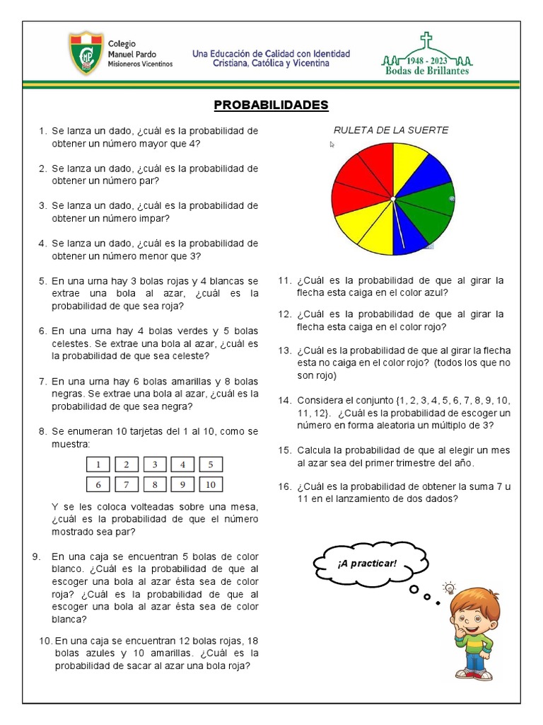 Ejercicios de Probabilidad para Primaria | PDF | Probabilidad | Ruleta