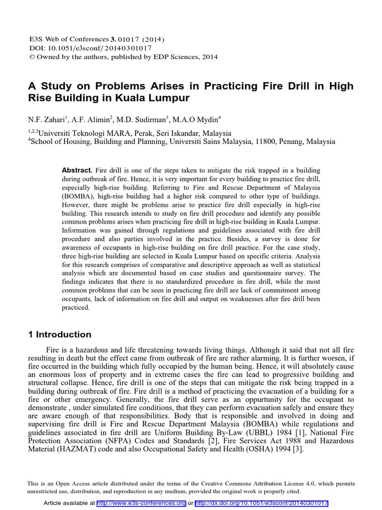 A Study On Problems Arises in Practicing Fire Drill in Hig | PDF | Fire ...