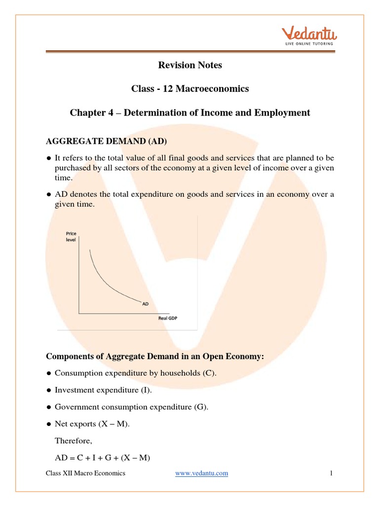 Class 12 Macro Economics Chapter 4 - Revision Notes | PDF | Money ...