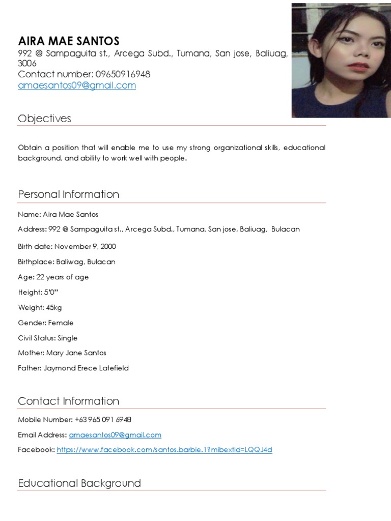 Aira Mae Santos Resume | PDF