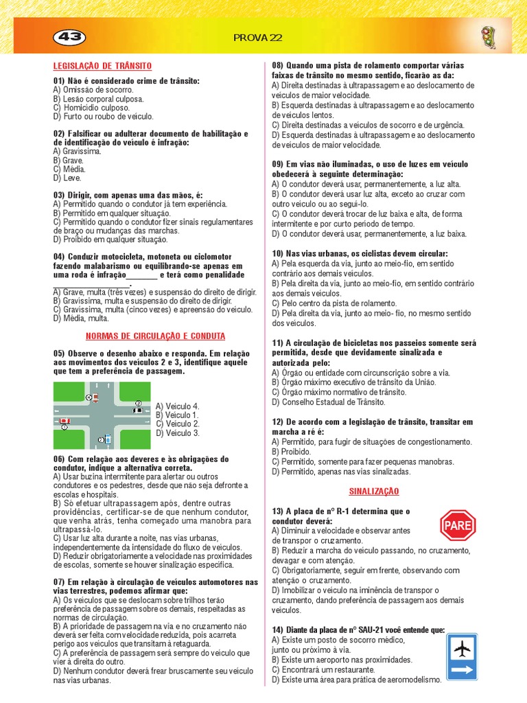 Provas Simuladas 37 22 | PDF | Tráfego | Transporte