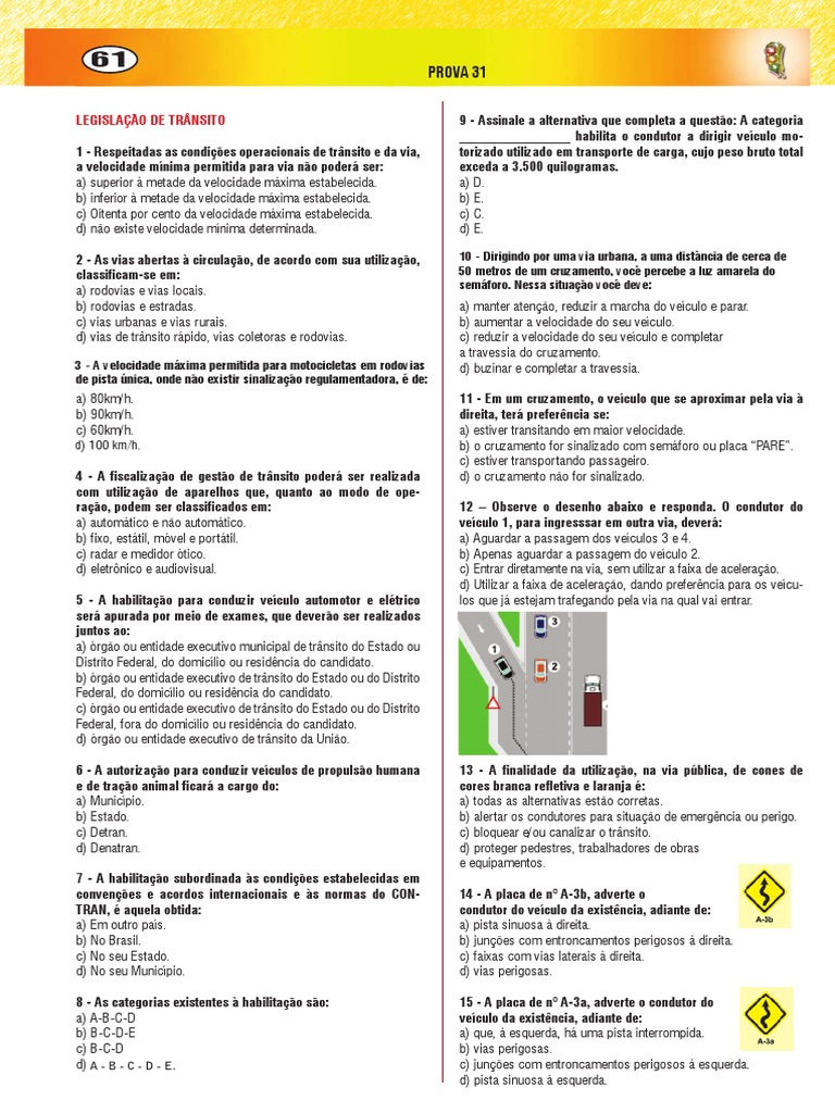Provas Simuladas 37 31 | PDF | Tráfego | Pneu