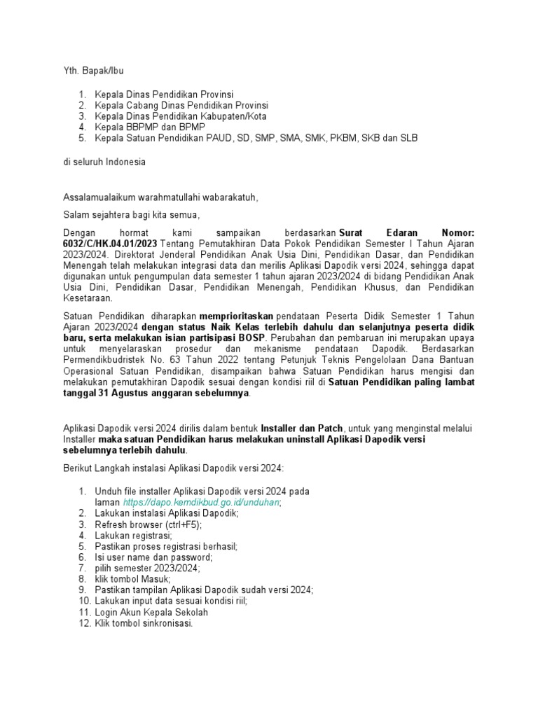 Panduan Dapodik 2024 | PDF | Bisnis