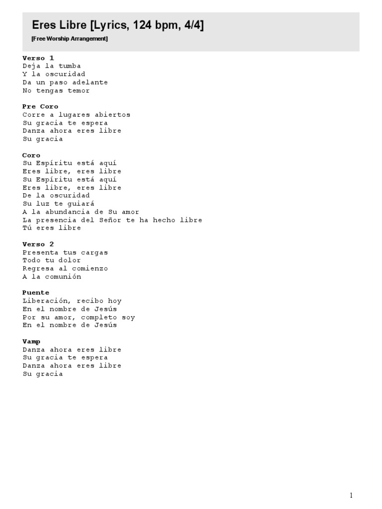 Eres Libre - LETRA | PDF