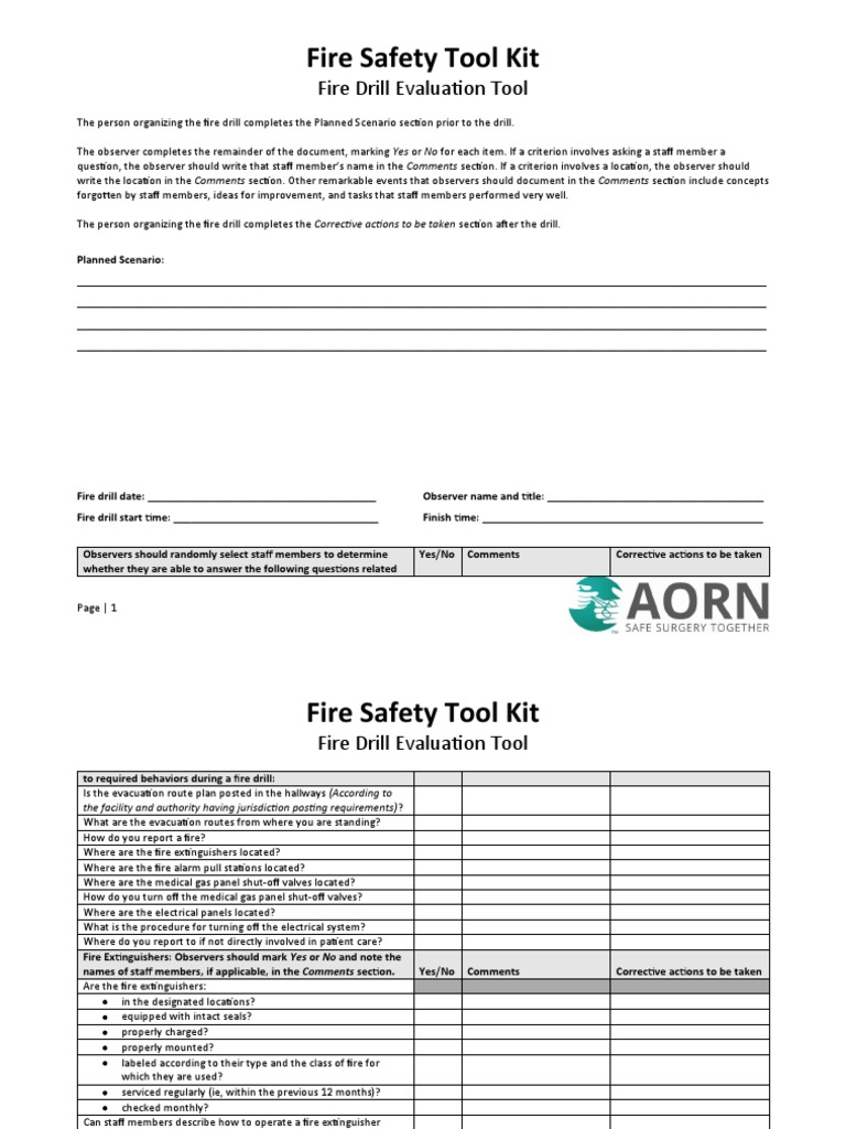 Fire Drill Evaluation Checklist | PDF | Fire Safety | Fires