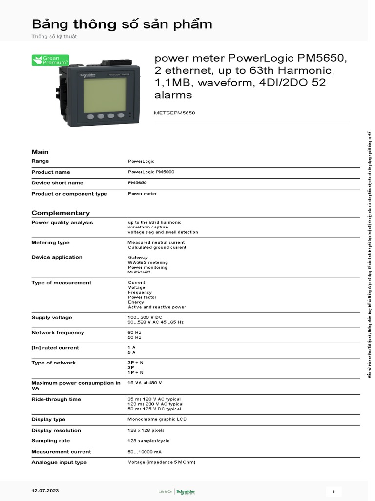 PowerLogic PM5000 Series - METSEPM5650 | PDF | Computer Engineering | Electronics