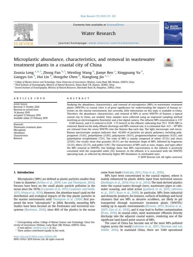 Long - Wasterwater microplastics in China | PDF | Materials | Chemistry