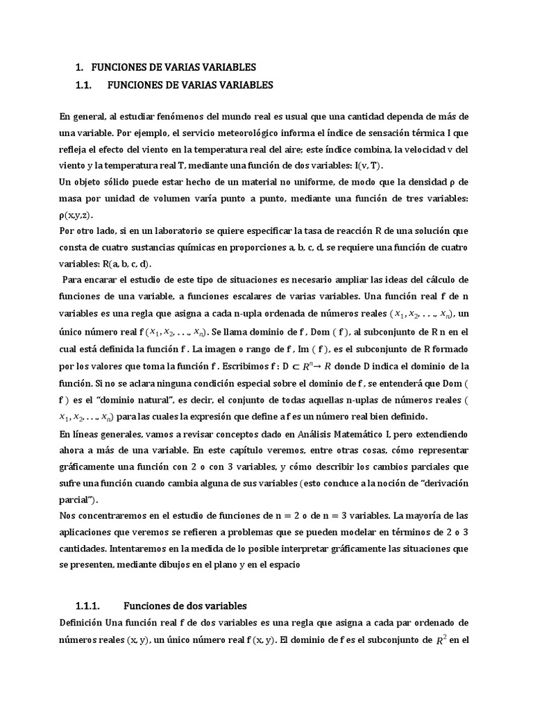 Funciones de Varias Variablesfgafxdvdf | PDF | Función (Matemáticas) | Derivado