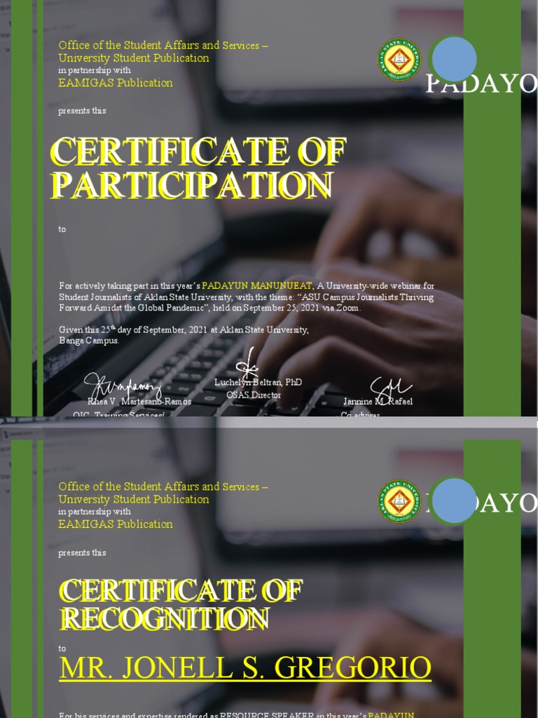 Webinar Certificates Pdf