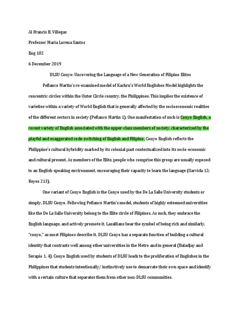 Dlsu Conyo Compress | PDF | English Language | Morphology (Linguistics)